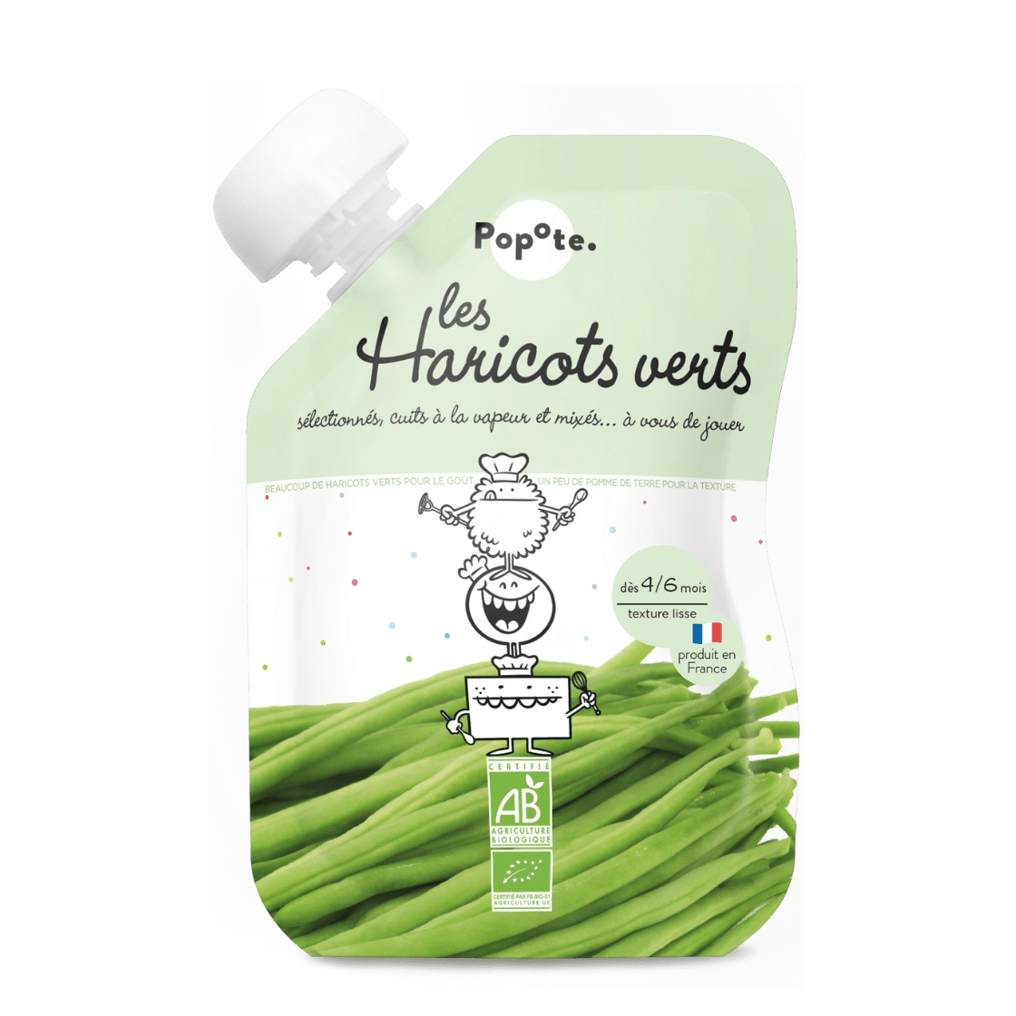 Purée Haricots Verts Bio 120g dès 4 mois Gourde Bébé - Popote Bébé